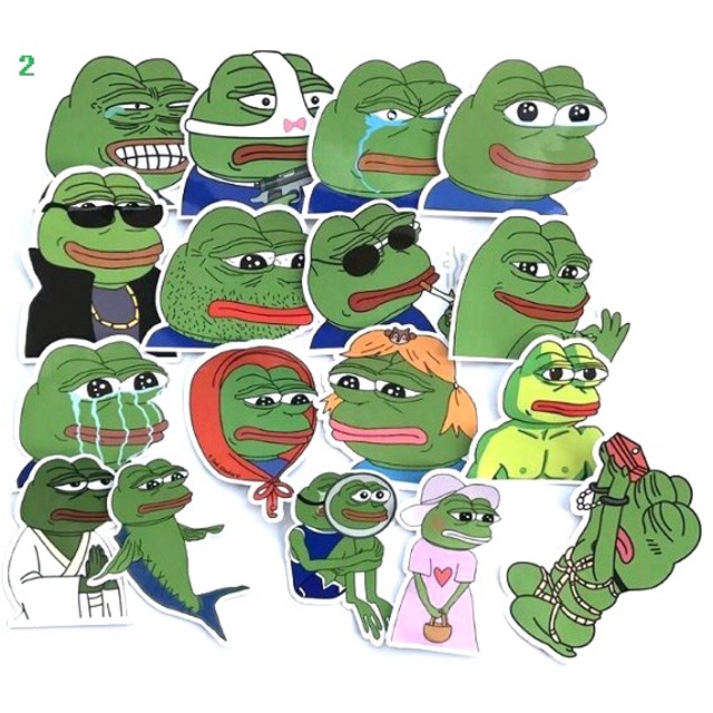 Sticker ếch xanh pepe 30 cái ép lụa dễ thương cute có đề can bóc dán ...