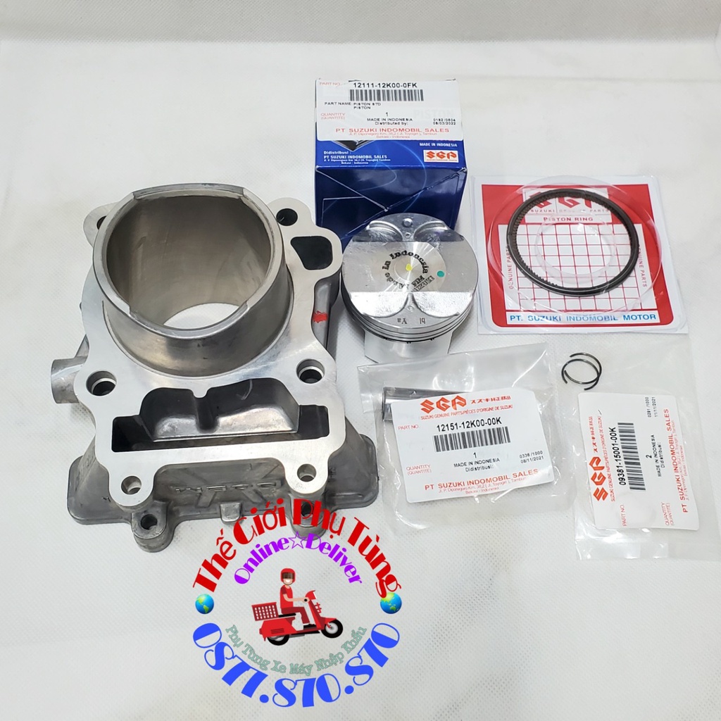 Bộ Nòng (lòng) piston bạc Raider fi - Satria fi - GSX 150 Zin Suzuki ...