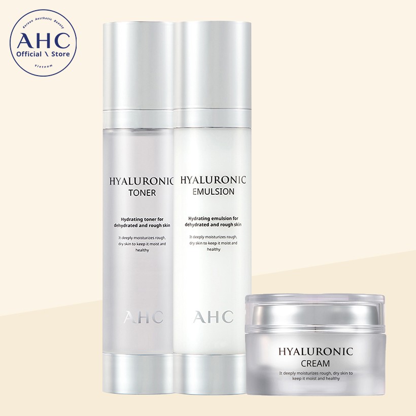 Combo AHC Hyaluronic Emulsion 100ml + AHC Hyaluronic Toner 100ml + AHC ...