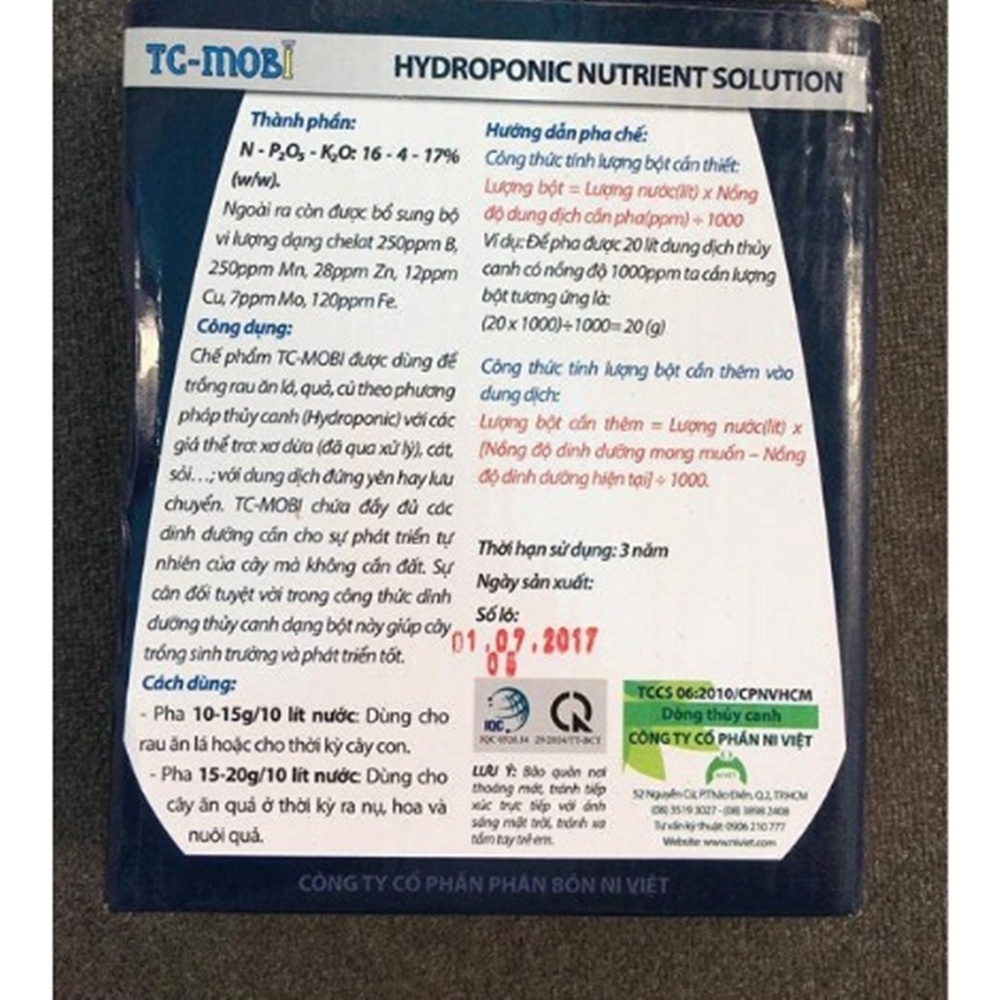 Hộp dinh dưỡng thủy canh dạng bột TC-Mobi gói 500g | Shopee Việt Nam