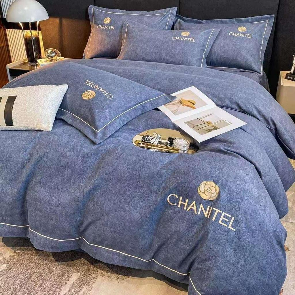 Bộ chăn ga Cotton Linen CHANITEL 4 món đóng hộp cao cấp, Chăn Ga Gối ...