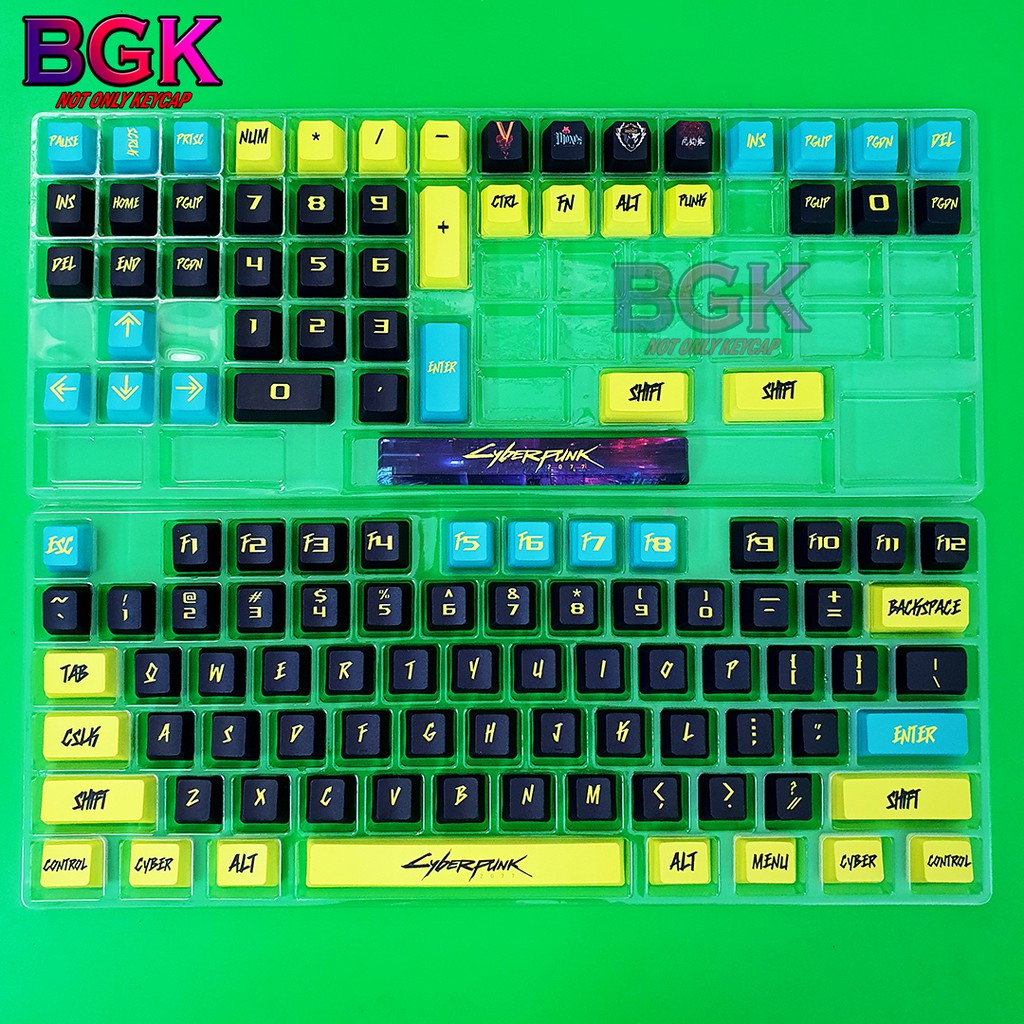 Bộ Keycap Cyberpunk 2077 PBT 122 Phím Cực Đẹp in Dye-Sub Font chữ to ...