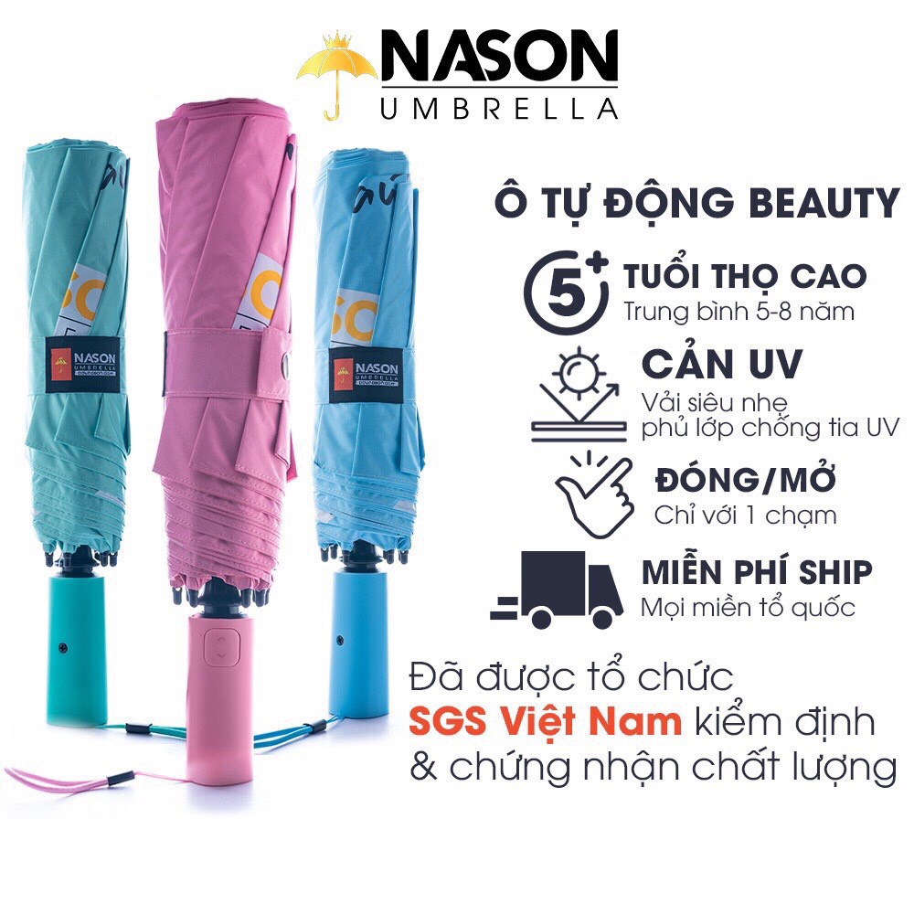 Ô tự động Nason Beauty Umbrella 8K chống nắng chống tia UV, vải siêu chống thấm nước, màu tươi ...