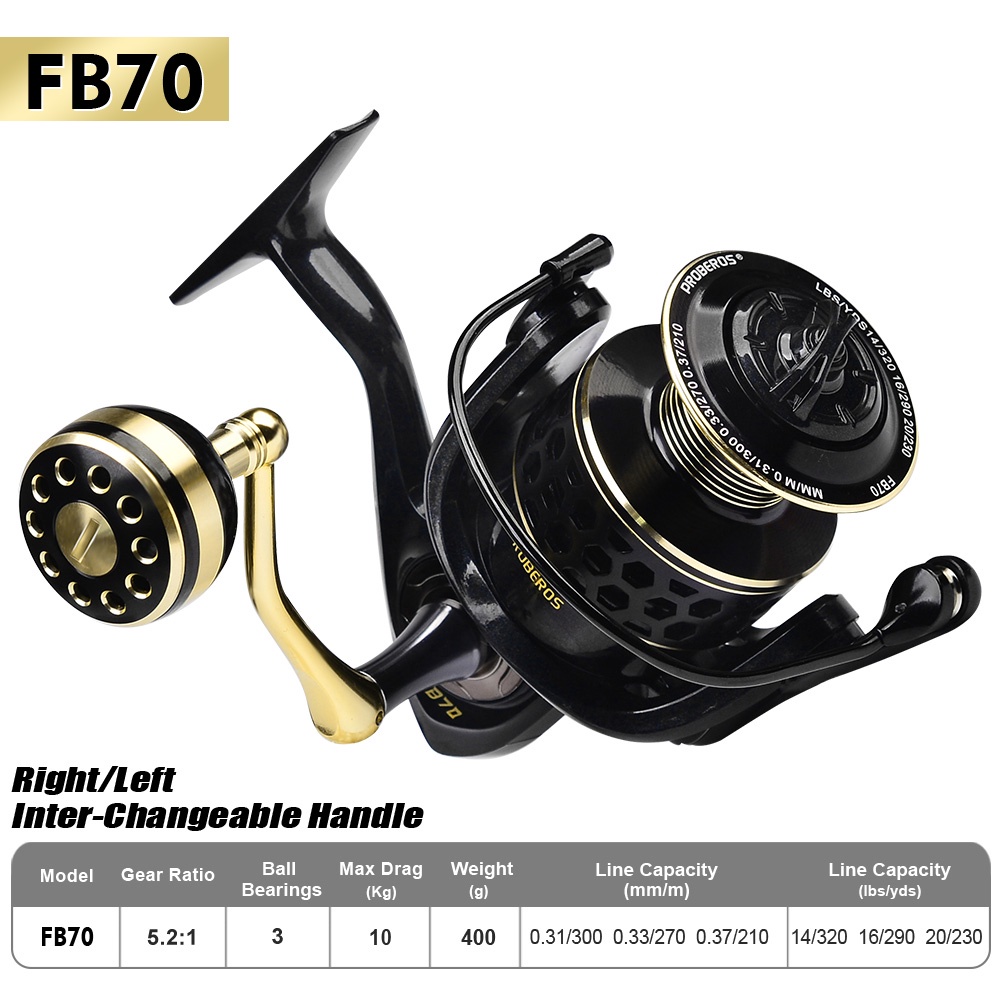 Máy Câu Cá PROBEROS 5-10KG Max FB20-FB70 5.1: 1 / 5.2: 1 Tốc Độ Cao ...