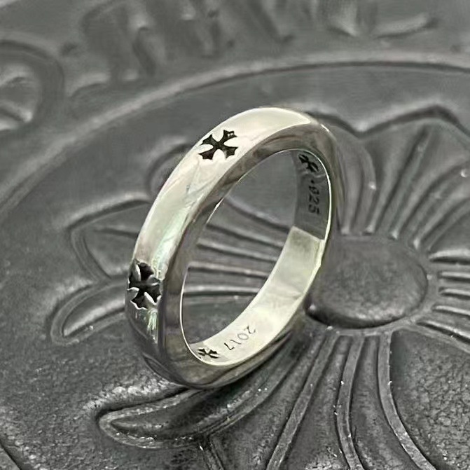 Chrome hearts sterling silver 925 cross flower ring retro retro old ...