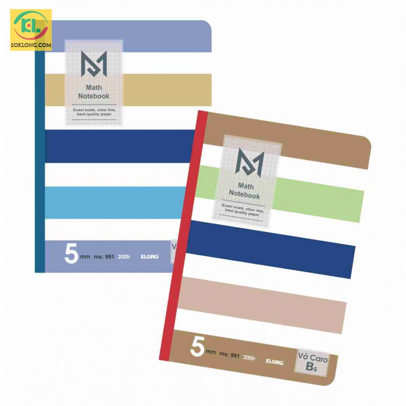 Sổ may dán gáy B5 Klong giấy kẻ ngang/dotgird/caro VPPKLONG, cuốn tập vở Klong nhiều mẫu ...