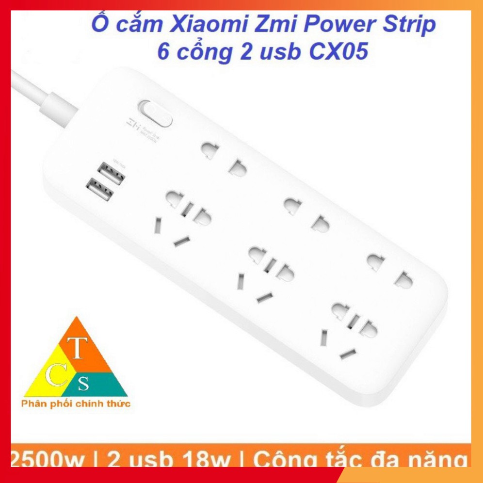 Ổ cắm Xiaomi Zmi Power Strip 6 cổng 2 usb CX05 | Shopee Việt Nam