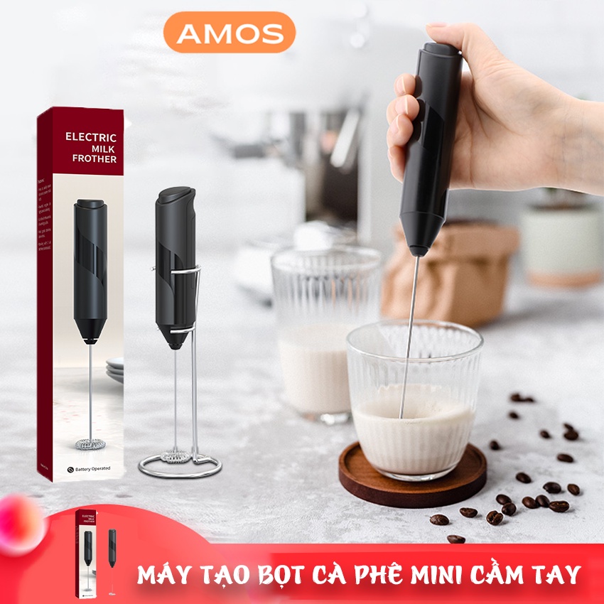 Máy đánh trứng sữa AMOS tạo bọt cà phê cầm tay mini sử dụng pin cao cấp ...