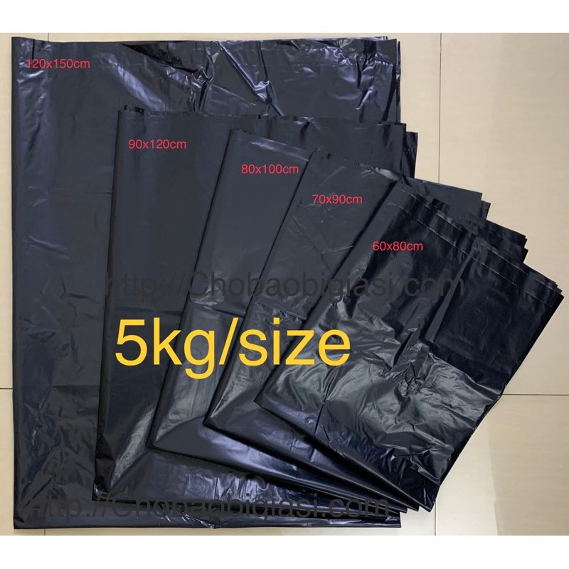 {Combo 5kg/size} Túi rác công nghiệp màu đen 60 lít, 120 lít, 240 lít, túi rác đen cỡ lớn (có ...