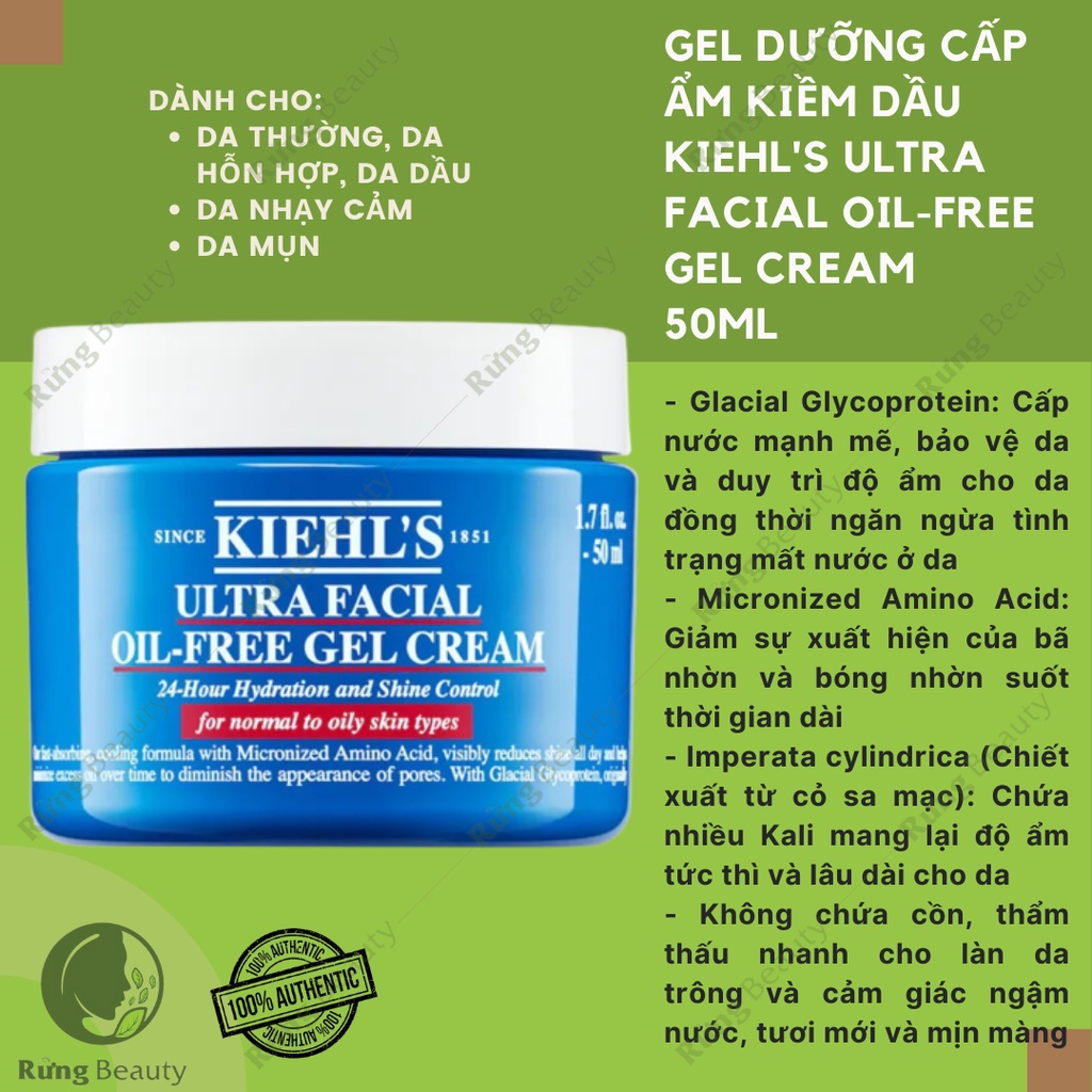 Gel DƯỠng CẤp Ẩm KiỀm DẦu K I E H Ls Ultra Facial Oil Free Gel Cream