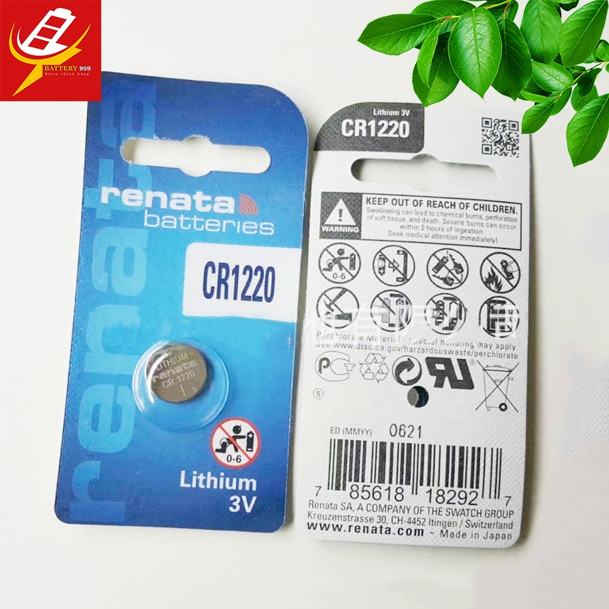 Pin CR1220 Renata 3V chính hãng Thụy Sĩ GIÁ TỐT - Vỉ 1 viên | Shopee ...