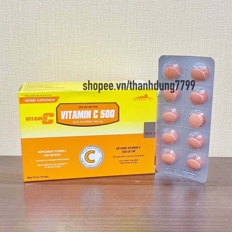 Vitamin C c500 tăng cường sức đề kháng, nâng cao sức khoẻ- 1 hộp 100v | Shopee Việt Nam