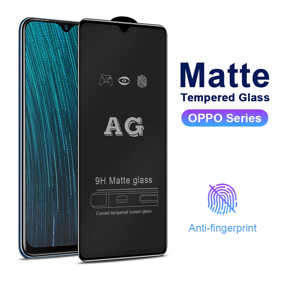 Kính Cường Lực Nhám Chống Vân Tay AG Full Màn Cho OPPO A5s A3s A15 A15s A54 A74 A16 A12 A12e A52 ...