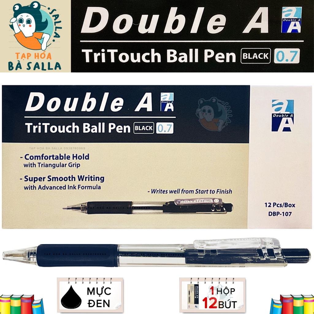Hộp 12 Cây Bút Bi Double A Tri Touch Mực Xanh, Đỏ, Đen | Shopee Việt Nam
