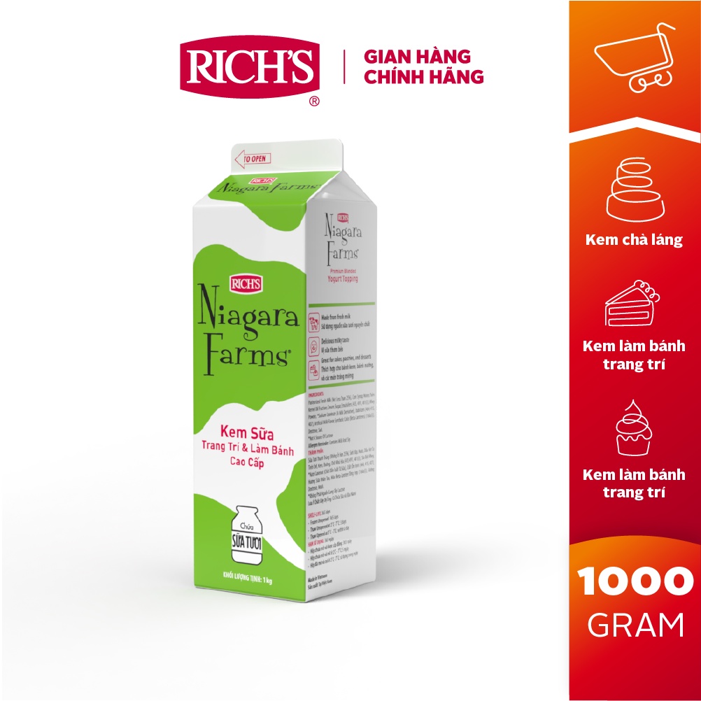 Kem Sữa Trang Trí & Làm Bánh Cao Cấp Rich's Niagara Farms Hộp 1Kg ...
