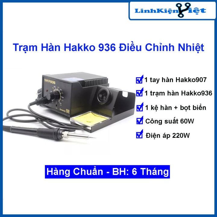 [BH 06 Tháng] Trạm hàn, máy hàn Hakko 936 công suất 60W điều chỉnh ...