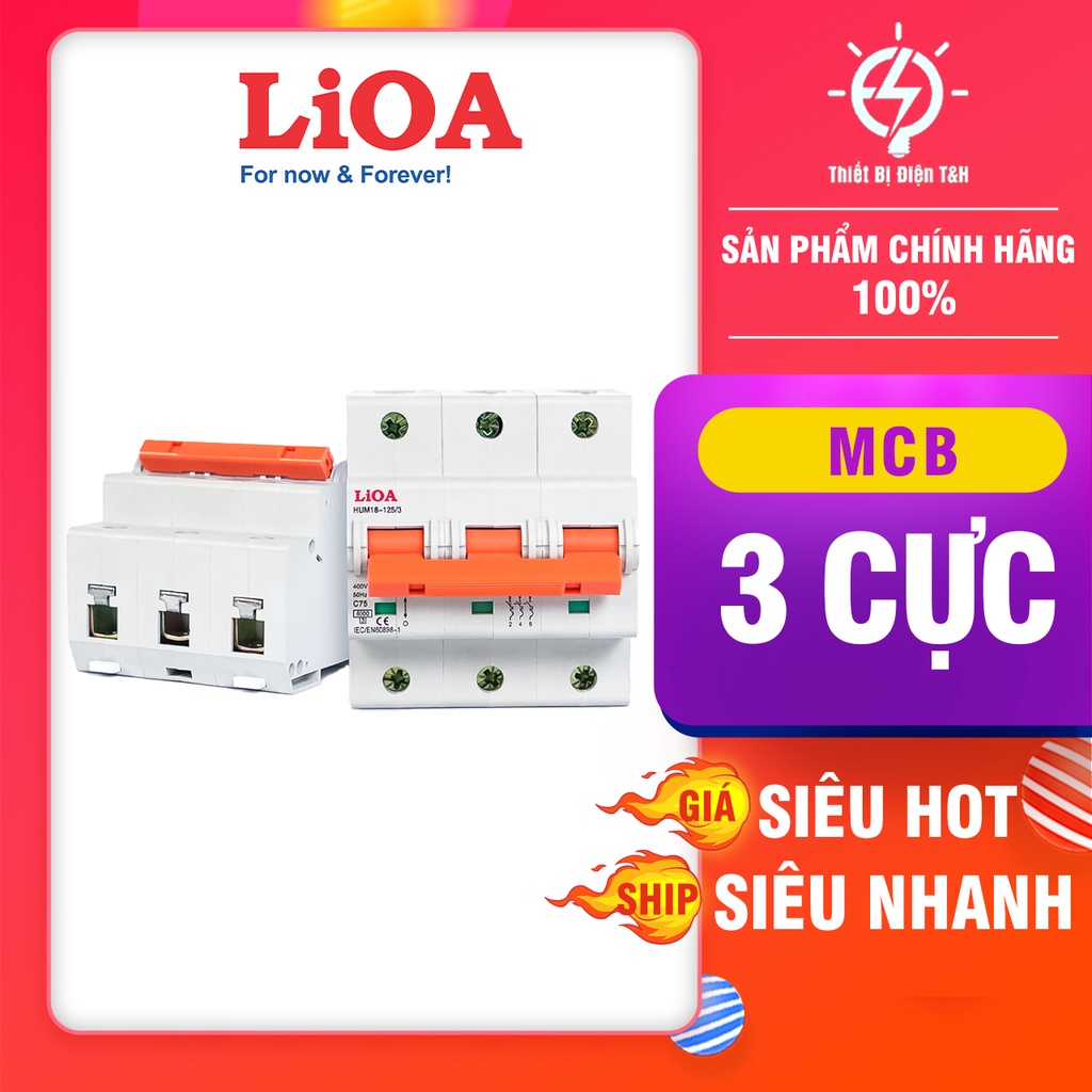 Cầu dao tự động, Aptomat, CB, 3 pha, 3 cực LIOA, dòng cắt 4.5KA, chịu ...