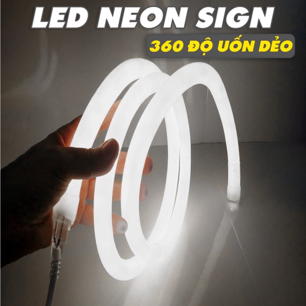 Bộ 3m Dây đèn LED Neon 360 độ 220V uốn dẻo chống nước nối nguồn sẵn, đèn trang trí hắt sáng nội ...