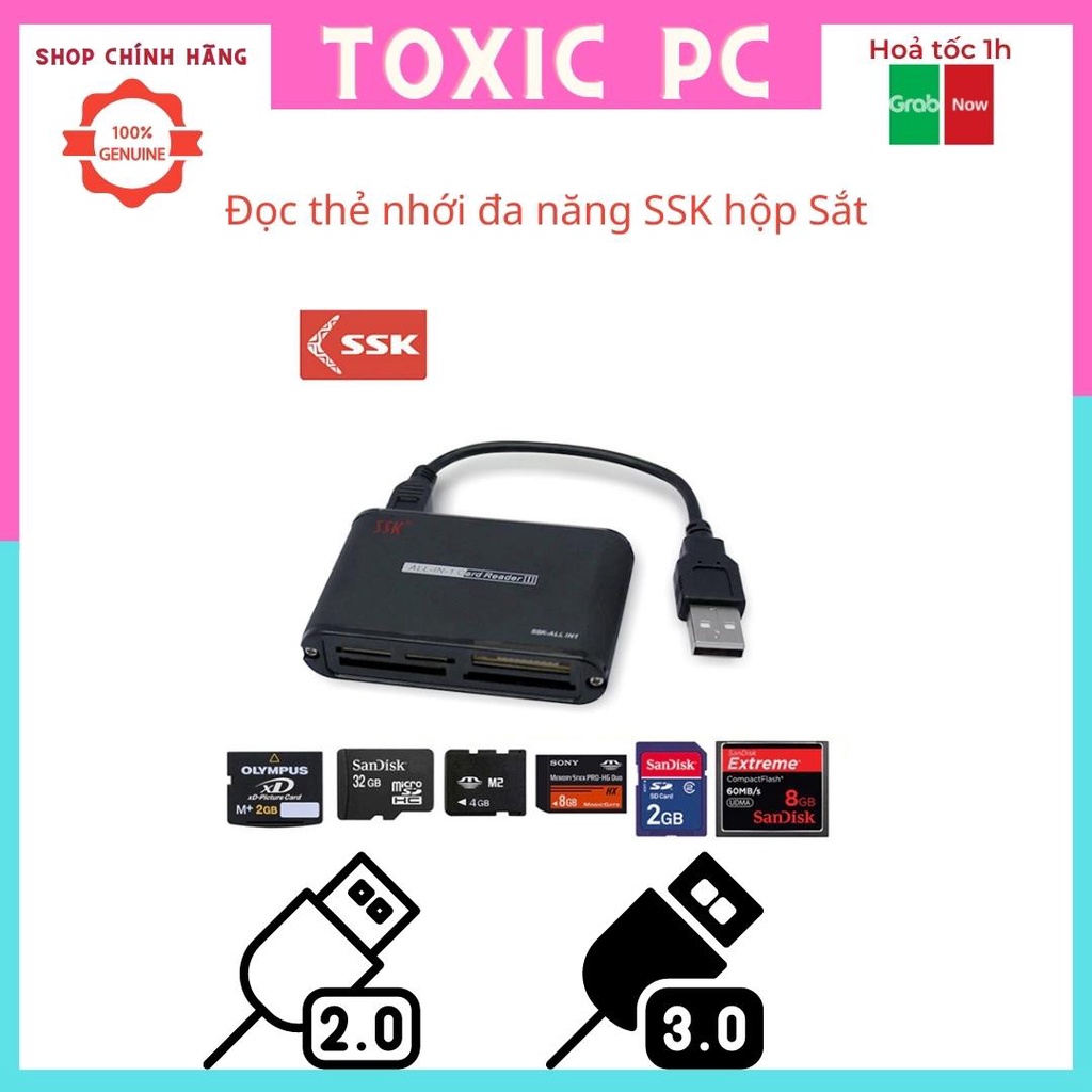 Đầu Đọc Thẻ Nhớ Đa Năng SSK All In 1 Card Reader III (Đen) USB 2.0, USB ...
