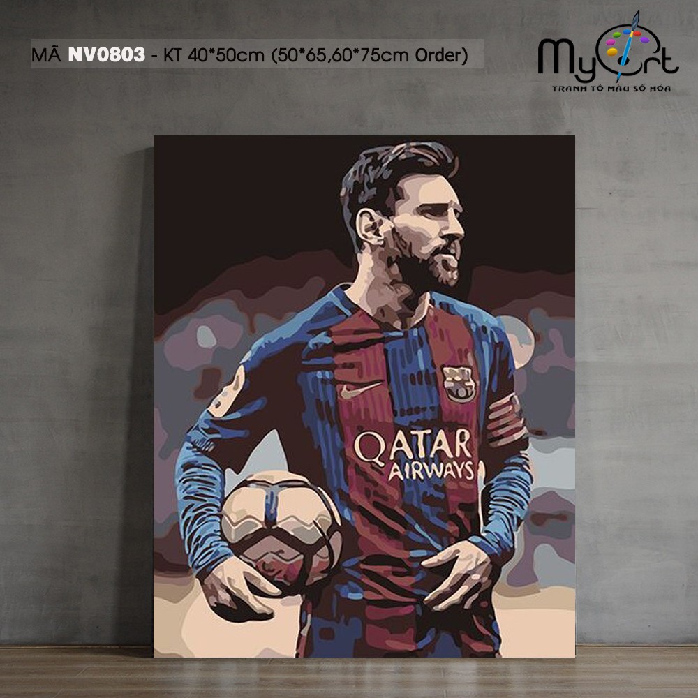 Tranh tô màu theo số sơn dầu số hóa NV0803 Messi Cầu thủ bóng đá ...