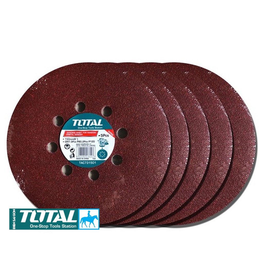 Bộ 5 Giấy chà nhám tròn 125mm 5inch P80 P120 Total TAC731251 | Shopee ...