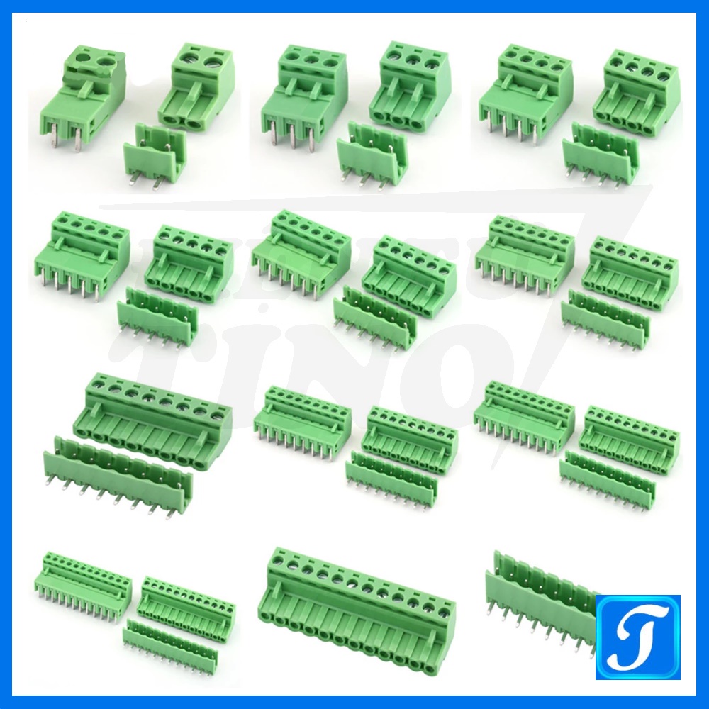 Terminal Block 5.08mm 3.81mm Chân Thẳng Hàn PCB / Domino Xanh Lá ...