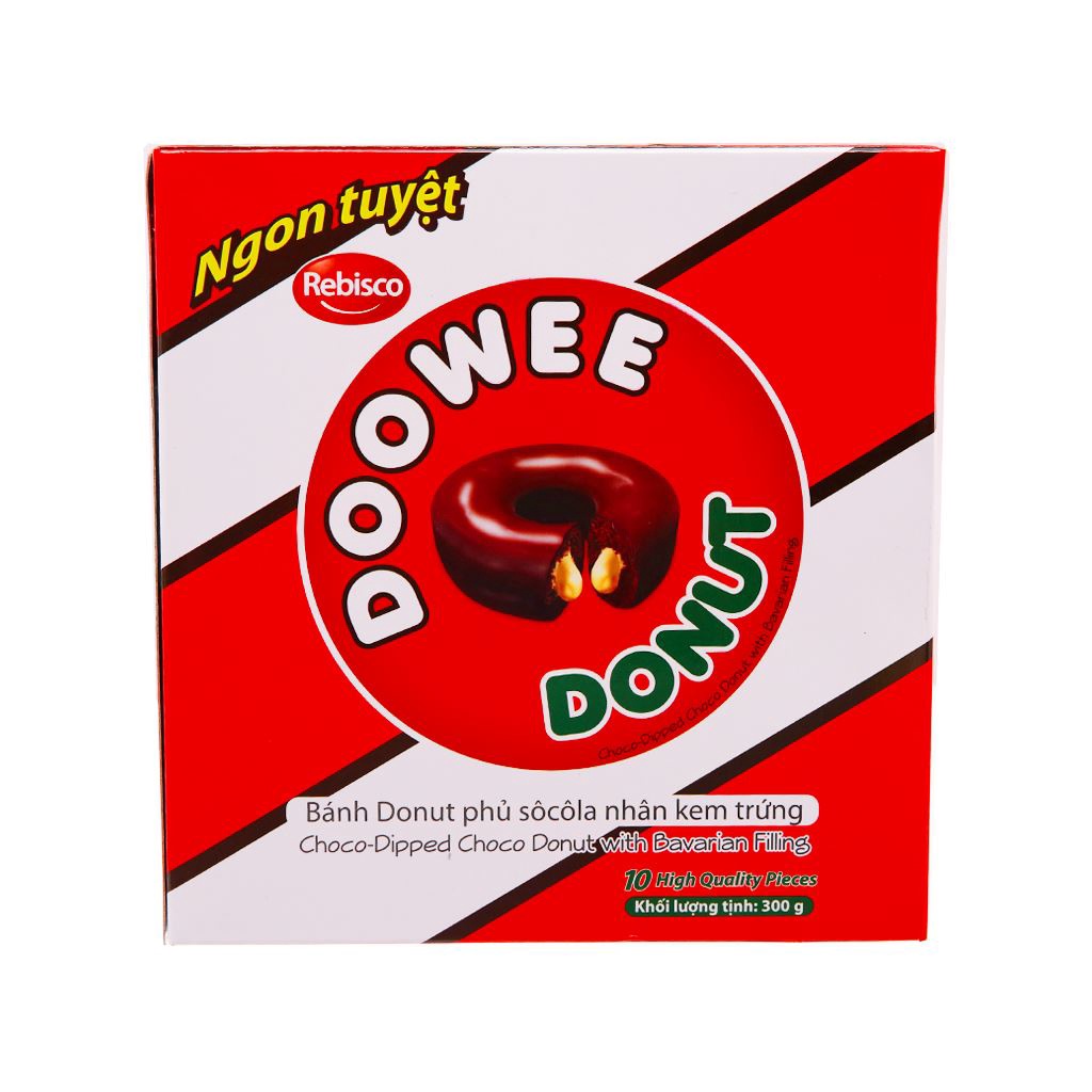 Bánh Doowee Donut Phủ Sôcôla Nhân Kem Trứng (Hộp 10 cái) | Shopee Việt Nam