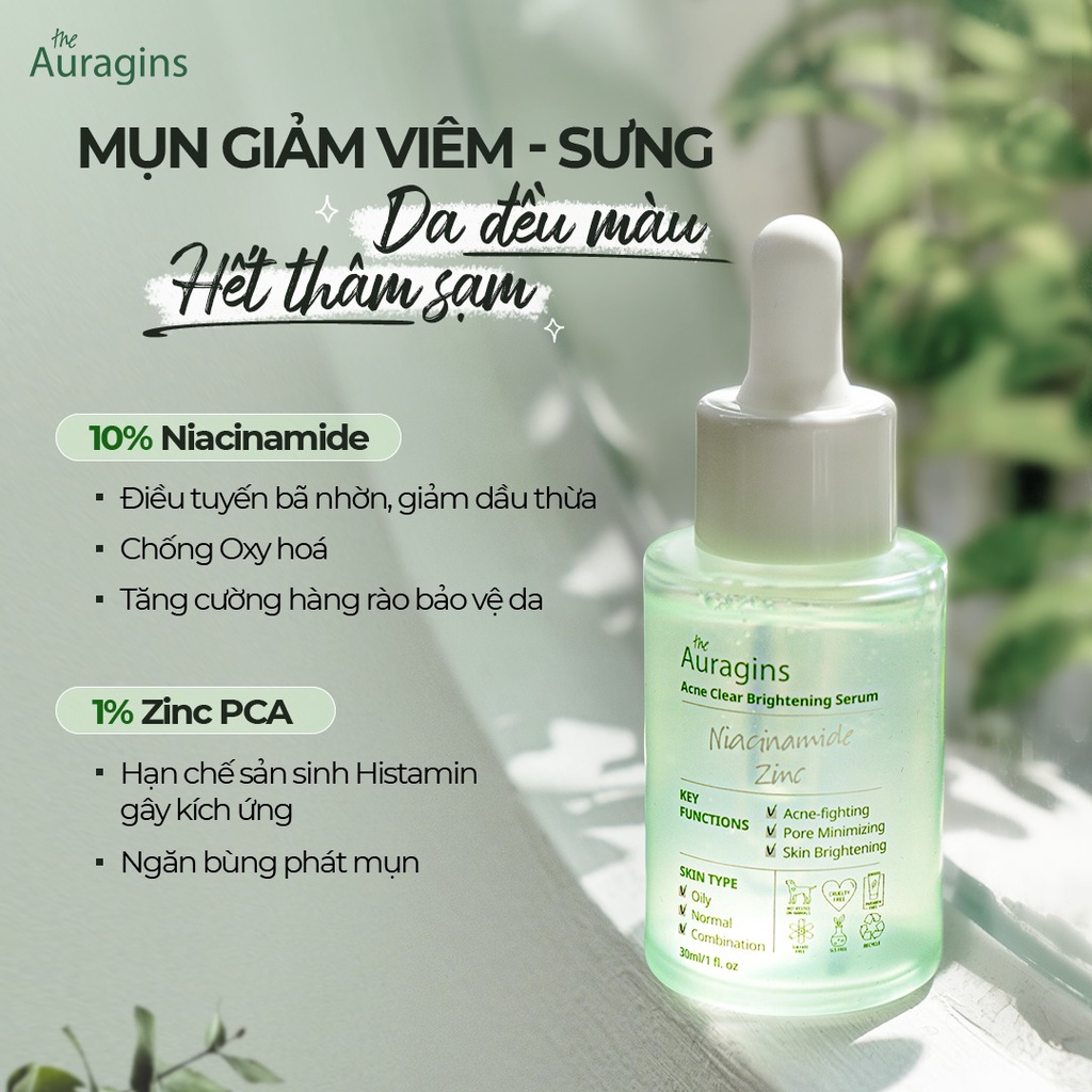 Serum The Auragins 10% niacinamide + 1% zinc PCA | Shopee Việt Nam