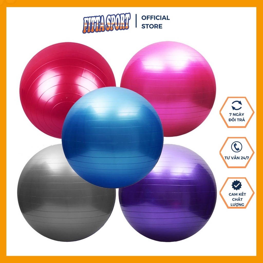 Bóng tập Yoga, Gym 45cm, 55cm, 65cm, 75cm Trơn, Gai Cao Cấp dày 2mm chống nổ (tặng bơm) YO32 ...