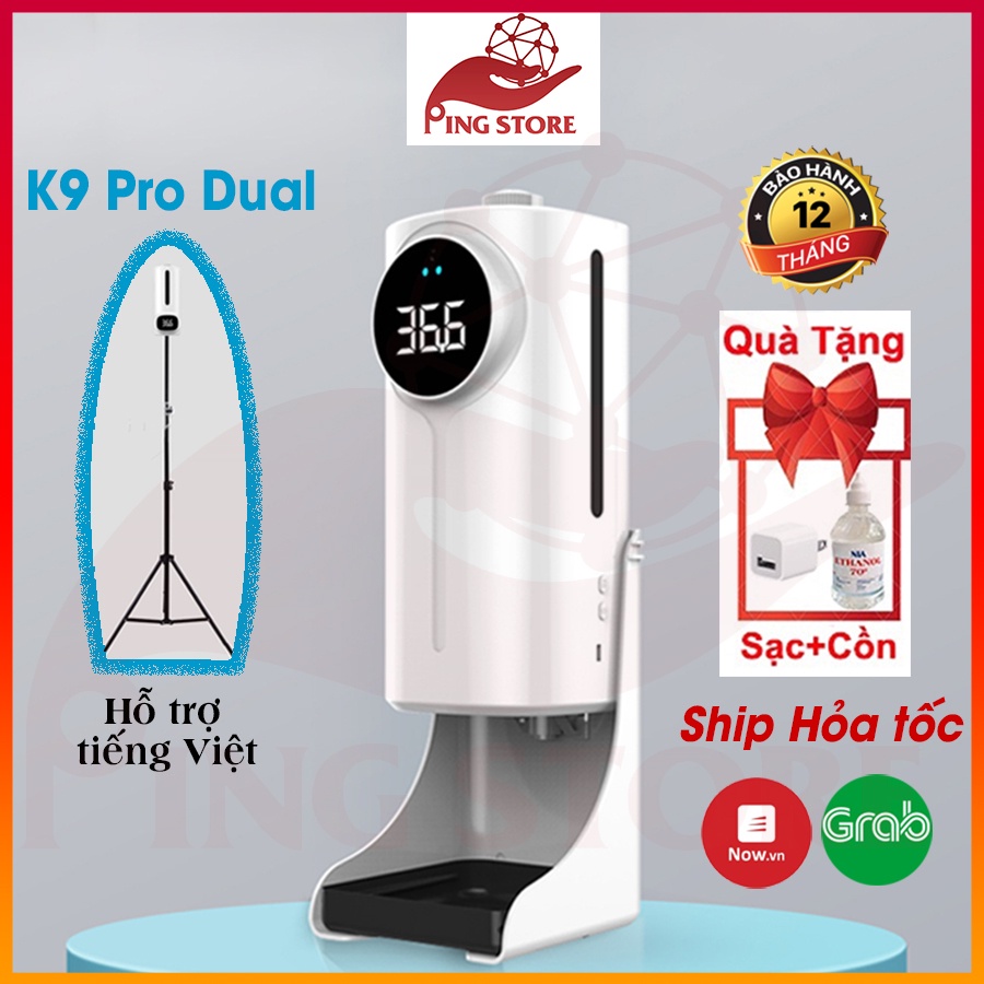 Máy Đo Thân Nhiệt Tự Động Xịt Sát Khuẩn K9 PRO DULE - Giọng Nói Tiếng ...