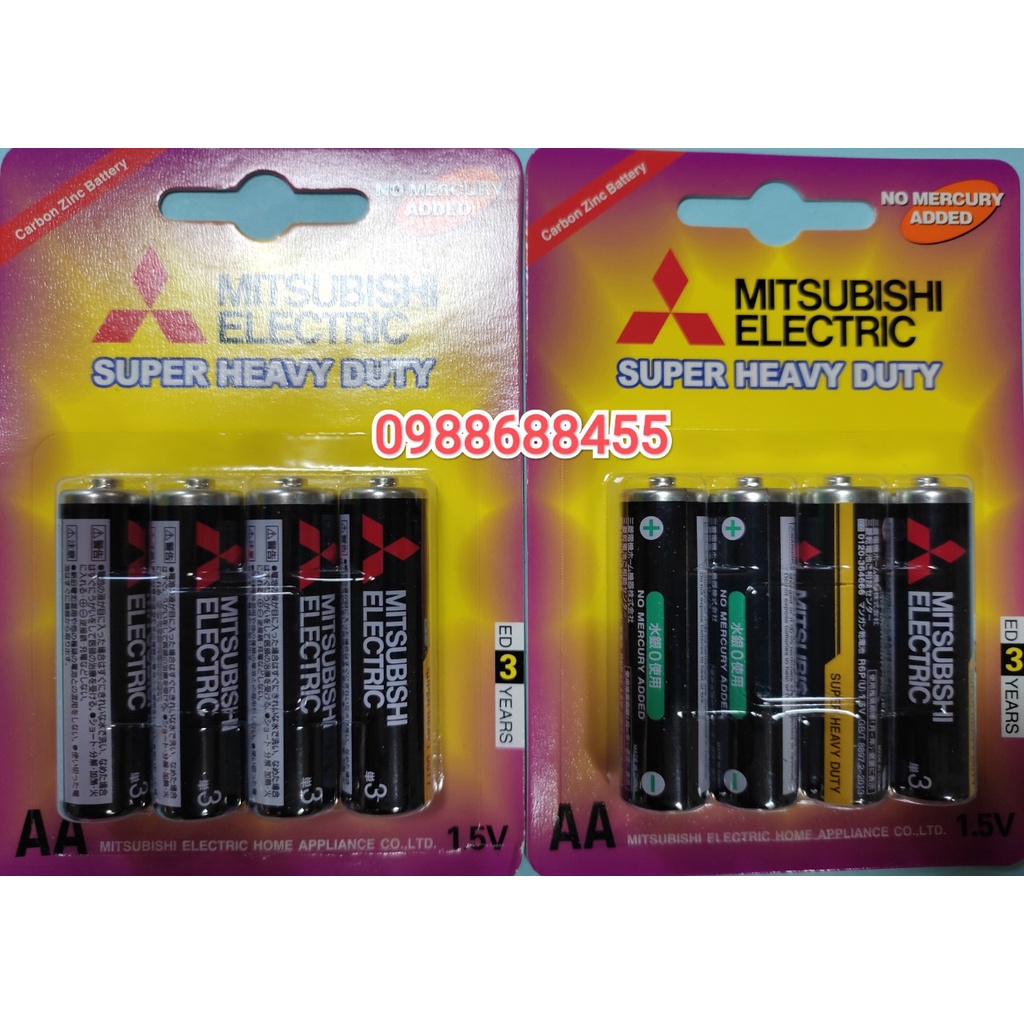 Pin AA/R6P(U)/4BP MITSHUBISHI(kẽm/các-bon/màu đen) nhập khẩu chính hãng ...