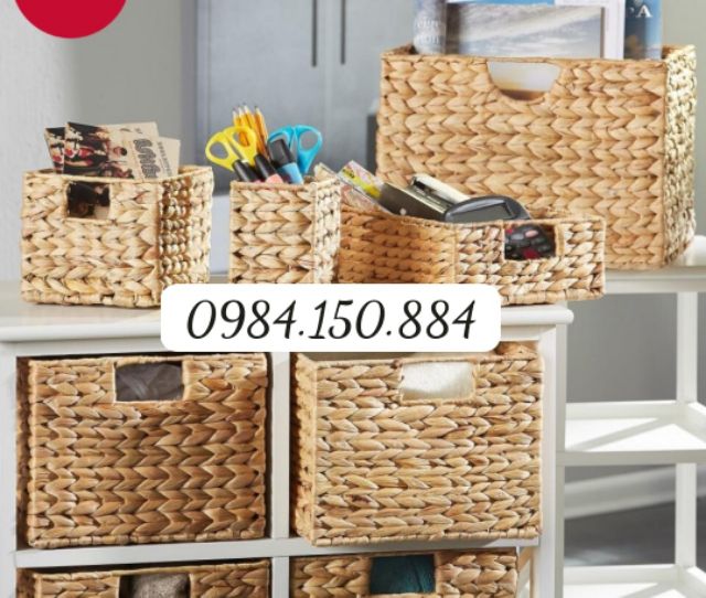 [Hàng có sẵn] Bộ 2c giỏ lục bình đựng đồ hình vuông | Shopee Việt Nam