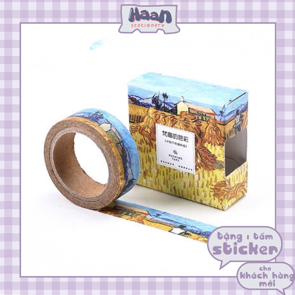 Washi tape nghệ thuật Van Gogh 1.5cm*7m với đủ 8 loại siêu đẹp, dùng để ...