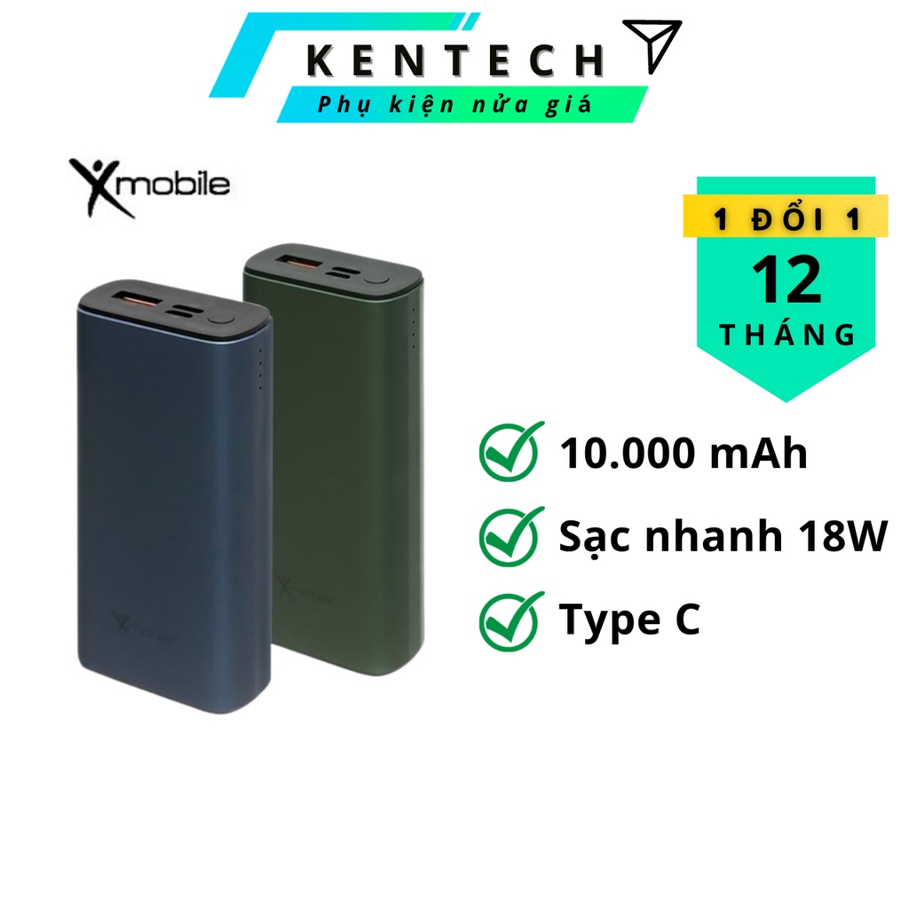 Pin sạc dự phòng Polymer 10.000mAh Type C PD QC3.0 Xmobile PowerSlim PJ JP213 💦 CHÍNH HÃNG BH 12 ...
