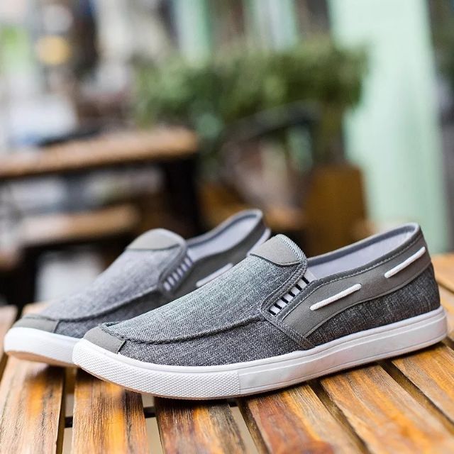 Giay luoi nam giay vai thoi trang bao an LA 1817 ( xam) | Shopee Việt Nam