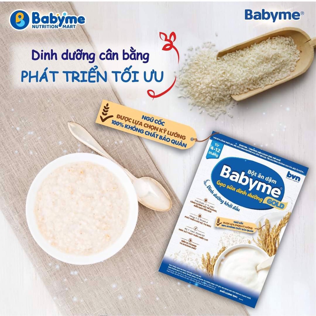 Bột ăn dặm Babyme Gold gạo sữa dinh dưỡng 200g | Shopee Việt Nam