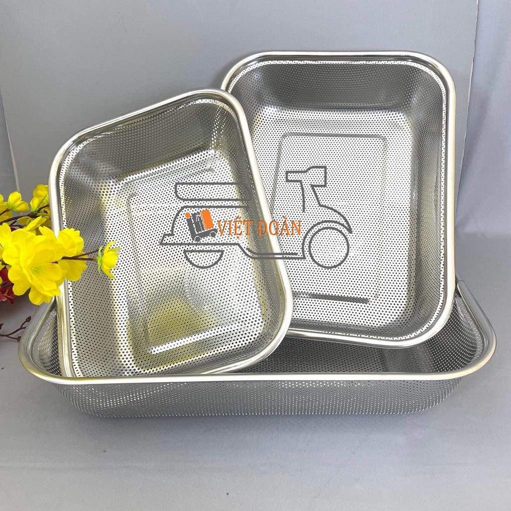 RỔ INOX đựng RAU CỦ, TRÁI CÂY ..hình CHỮ NHẬT , Inox không rỉ, lưới ...