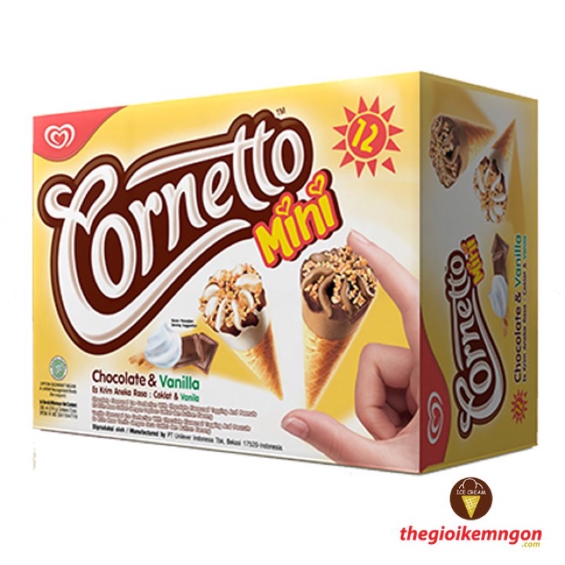 HỘP 12 KEM ỐC QUẾ MINI WALL’S CORNETTO MINI SOCOLA & VANI/ TIRAMISU ...