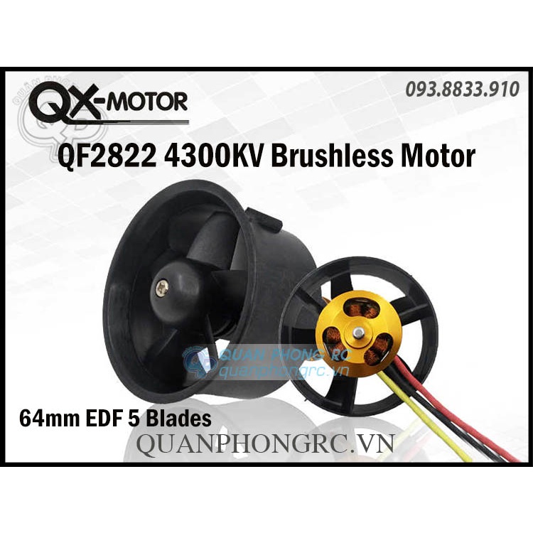 Động cơ QX-MOTOR Ducted Fan 64mm EDF 5 Blades QF2822 4300KV Brushless ...