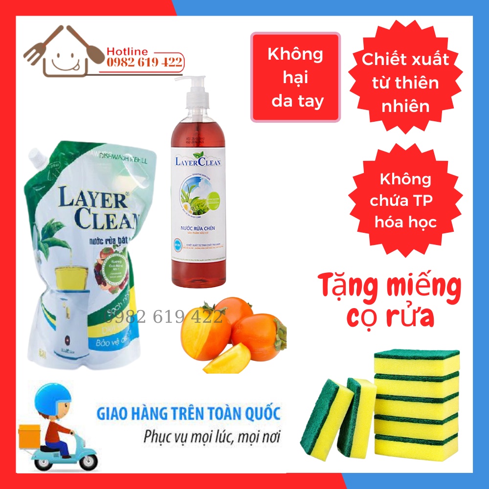 Nước rửa bát hữu cơ Layer Clean 2 lít hương quả Hồng - Nước rửa chén ...