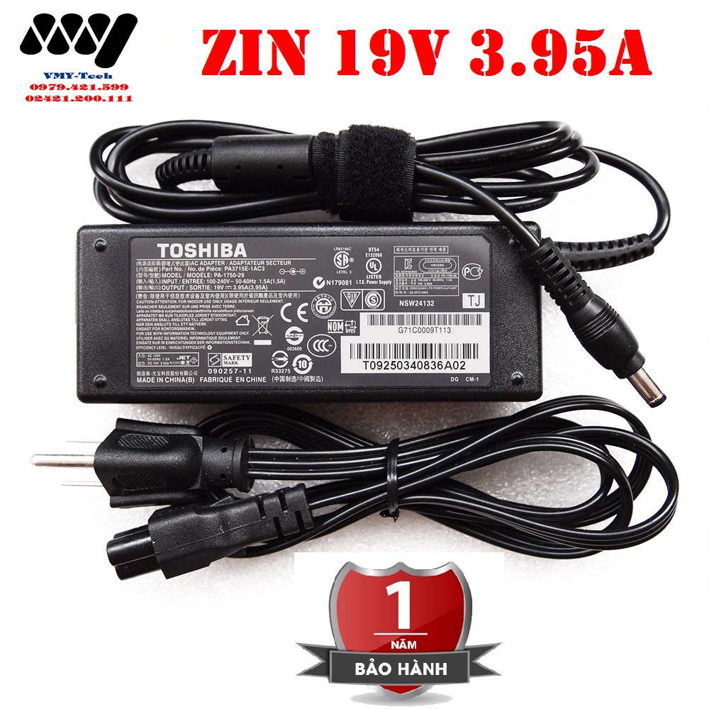 Sạc Laptop Toshiba 19V – 3.95A 75W Nguồn Adapter - Kèm dây nguồn - NEW ...