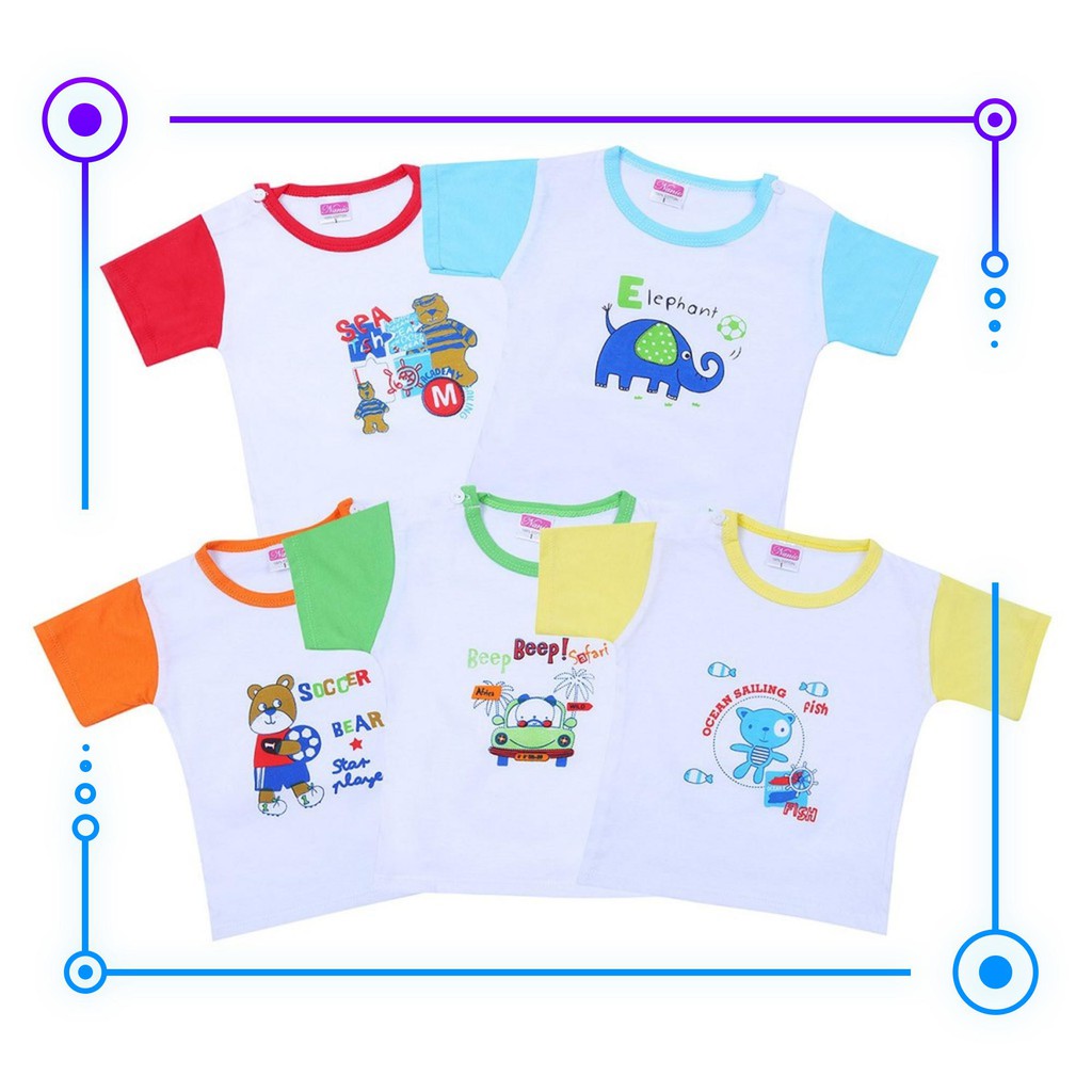 Combo 5 Áo cài vai tay ngắn trắng viền màu Nanio | Shopee Việt Nam