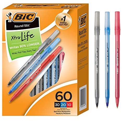Bút bi BIC Round Stic Xtra Precision Stick Ballpoint Pen 1mm Assorted (hộp 10/36/60 cây ...