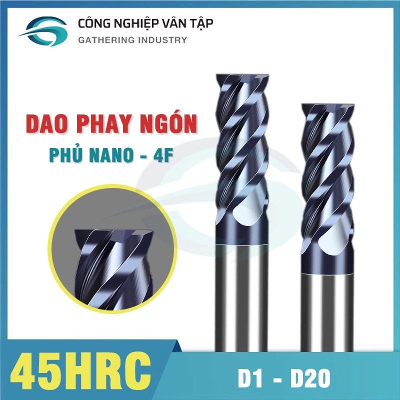 [D1-D8] Dao phay ngón 2F, 4F 45HRC, lớp phủ nano đen | Shopee Việt Nam