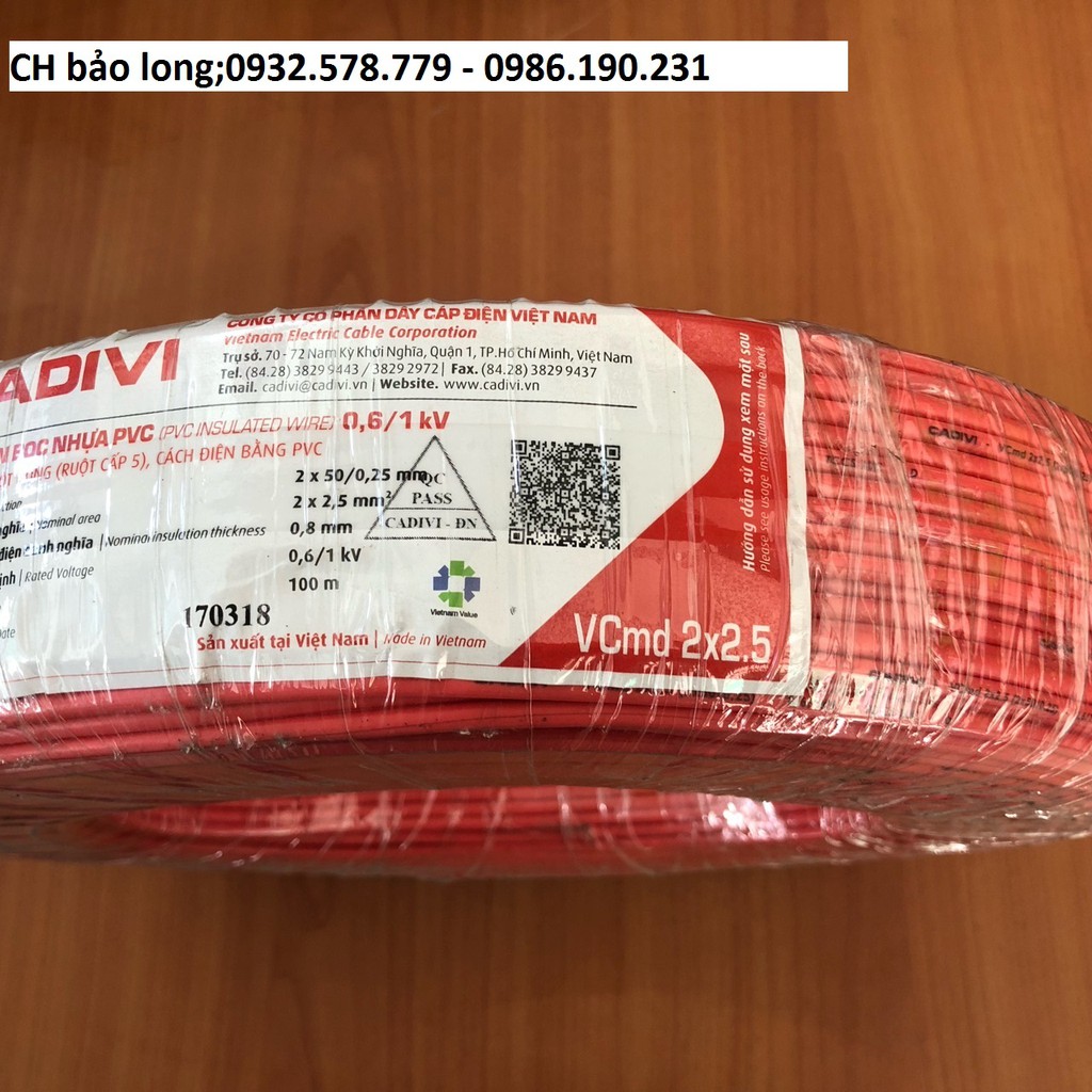 DÂY ĐIỆN ĐÔI CADIVI 2x2.5 mm2 VCmd2x50 cuộn 100m | Shopee Việt Nam