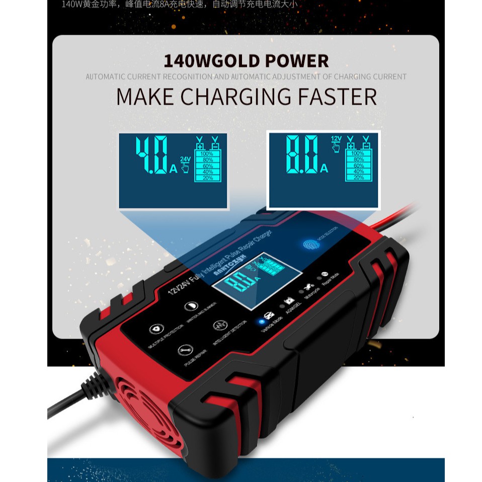 Sạc bình acquy 12V 24V- Pin lithium 12.6V-14.8V Pin sắt phốt phát ...