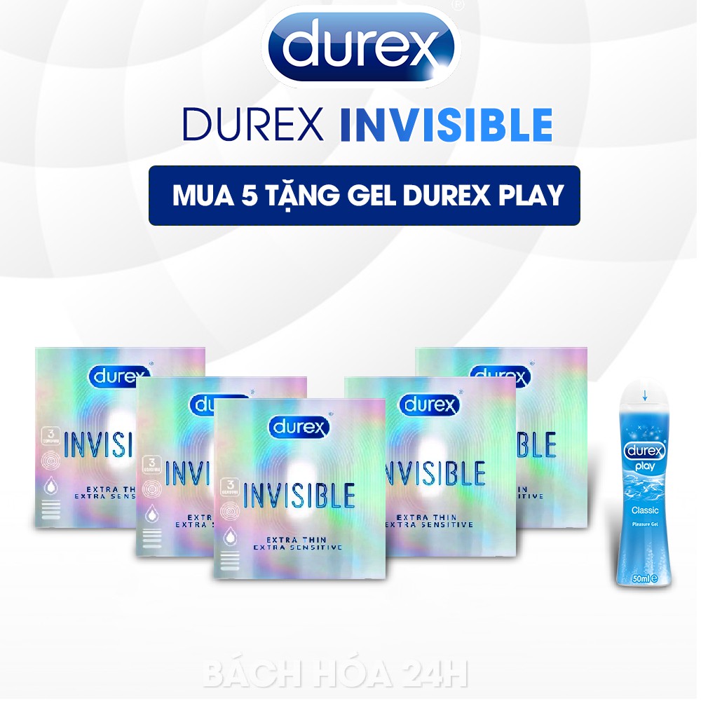 [GIÁ RẺ] Bộ 5 Hộp Bcs Durex Invisible Siêu Mỏng( Hộp 3 cái) Tặng Gel ...