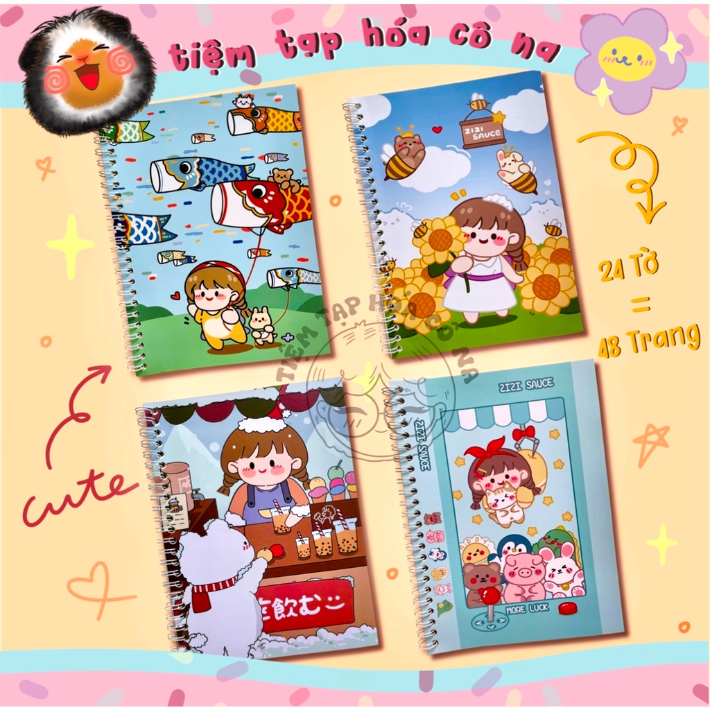 Sổ chiết và lưu trữ sticker size A5 48 trang - Sổ lò xo dễ thương - Sổ ...