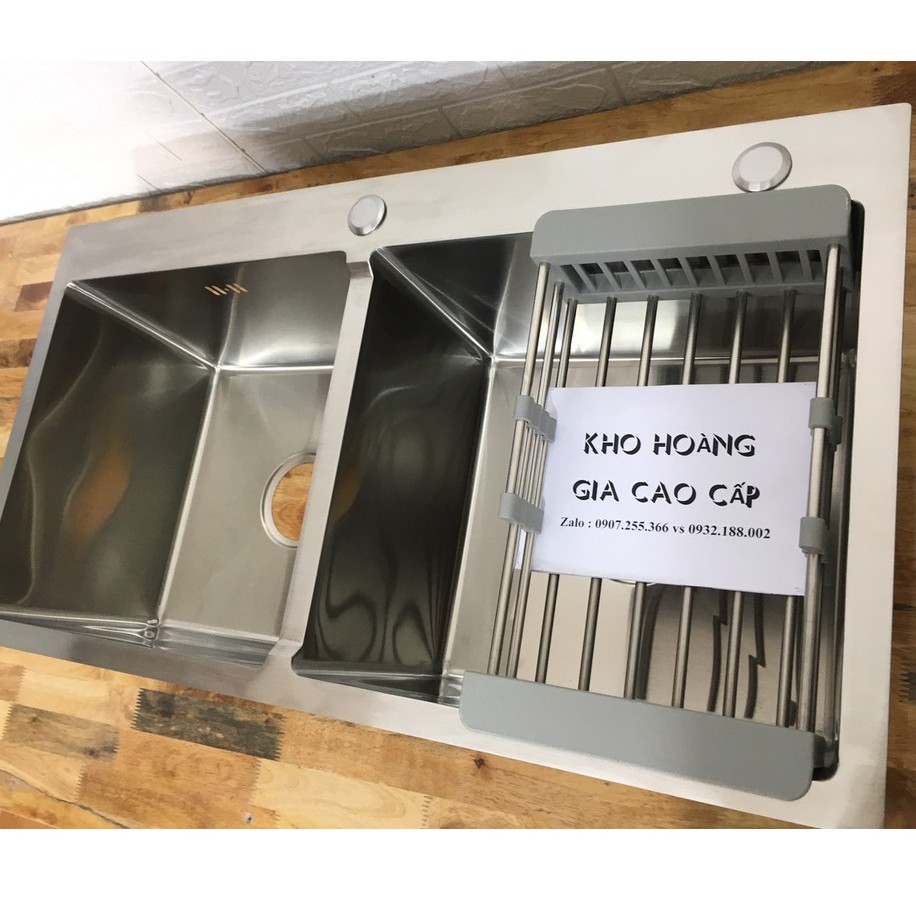 Chậu rửa Chén (bát) Astosi inox 304 8245 2 hố cân,Tặng kèm xả+rổ đa ...
