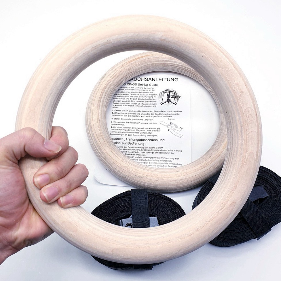 Vòng xà treo gymnastic rings tập street workout, Vòng ring dip gỗ Bạch ...